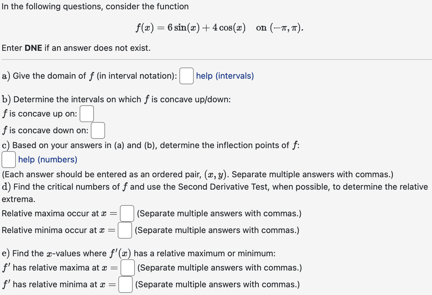 Solved In the following questions, consider the function | Chegg.com