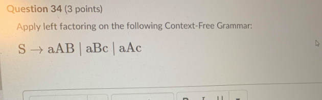 Solved Question 26 (5 points) Given the following grammar: S | Chegg.com