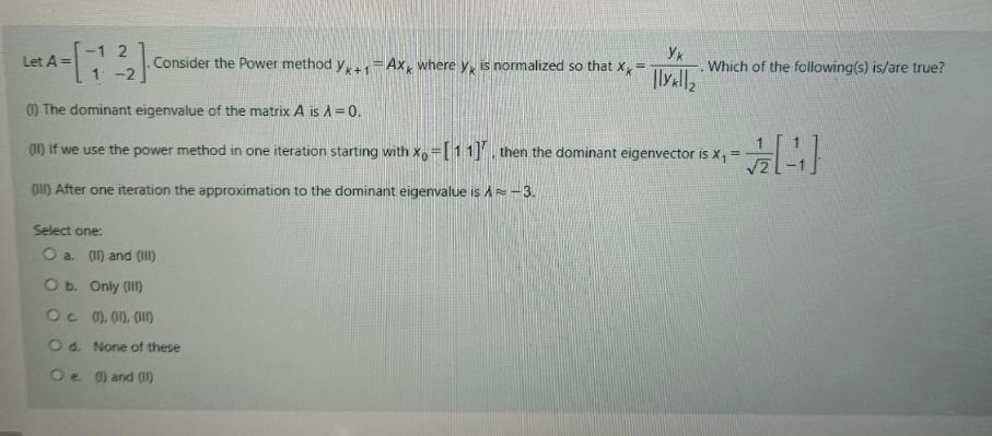 Solved Let A=[−112−2]. Consider the Power method yk+1=Axk | Chegg.com