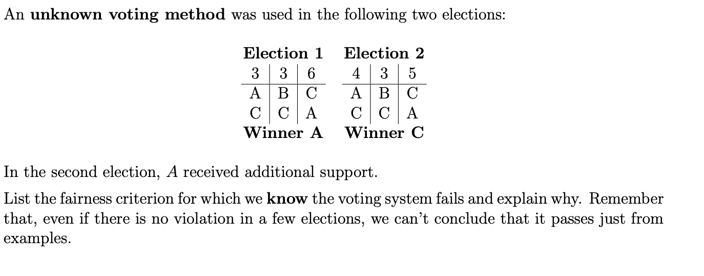 1. An election is held. A is the winner of the | Chegg.com
