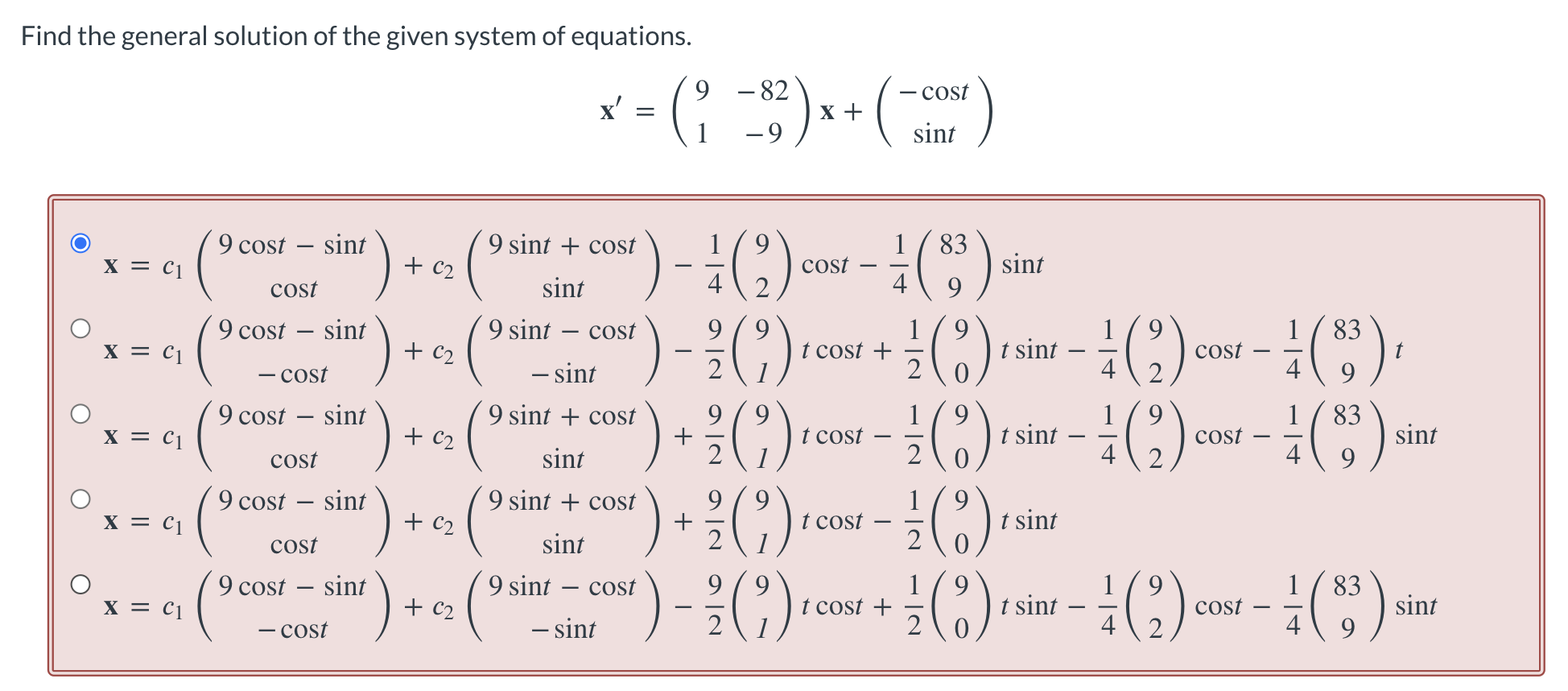 Solved Find the general solution of the given system of | Chegg.com