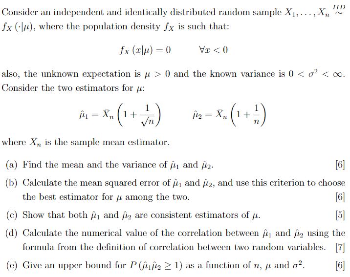 Solved Consider An Independent And Identically Distributed 3498
