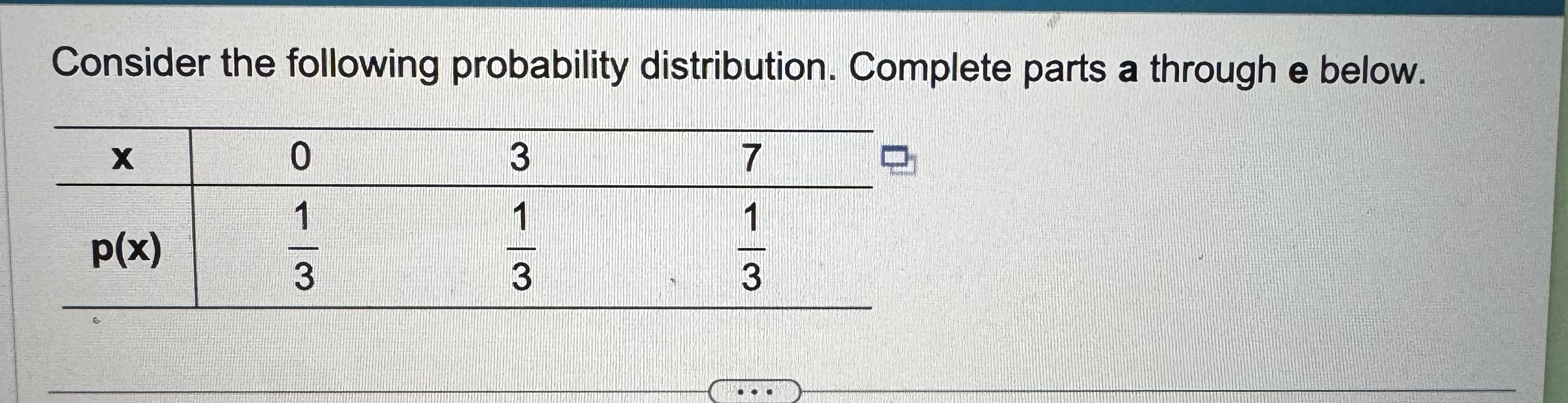 Solved Consider the following probability distribution. | Chegg.com