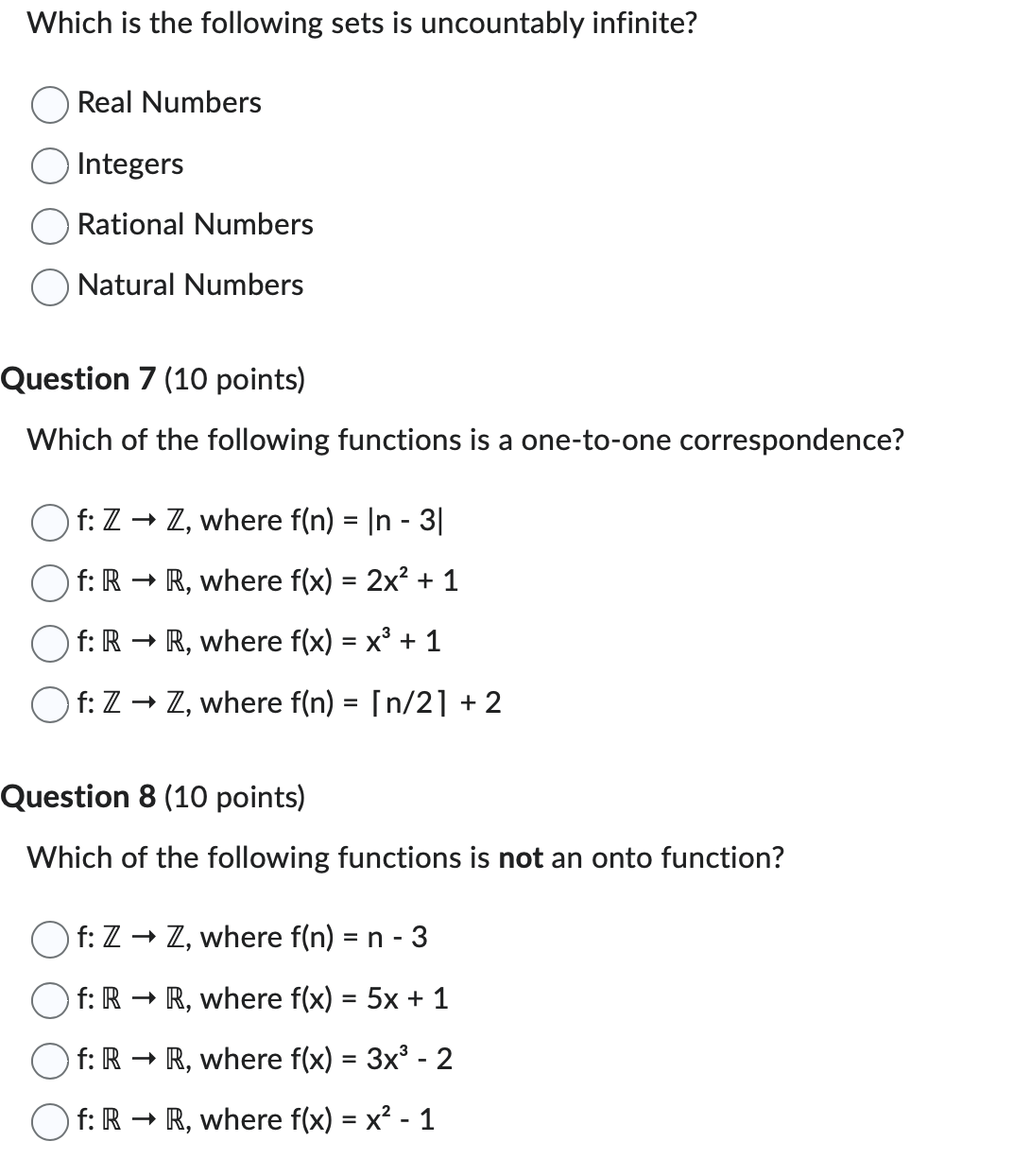 Solved Which is the following sets is uncountably infinite? | Chegg.com