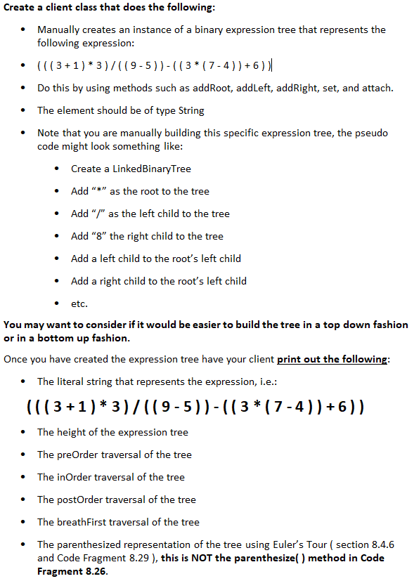 Create a client class that does the following: • | Chegg.com