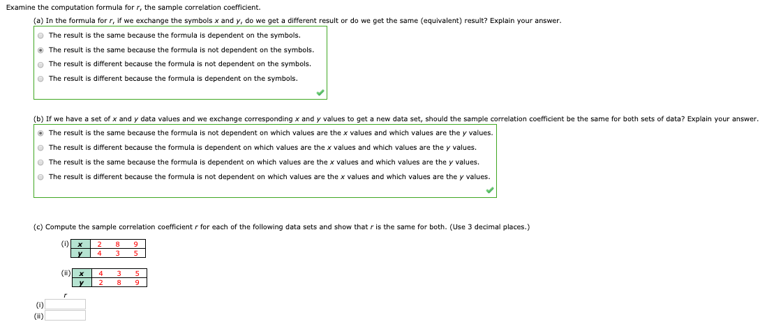Solved Examine the computation formula for r, the sample | Chegg.com