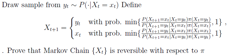Draw sample from yt P(-|X= xt) Define Yt with prob. | Chegg.com