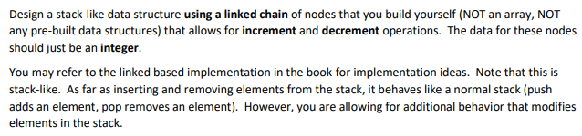 Solved Design a stack-like data structure using a linked | Chegg.com