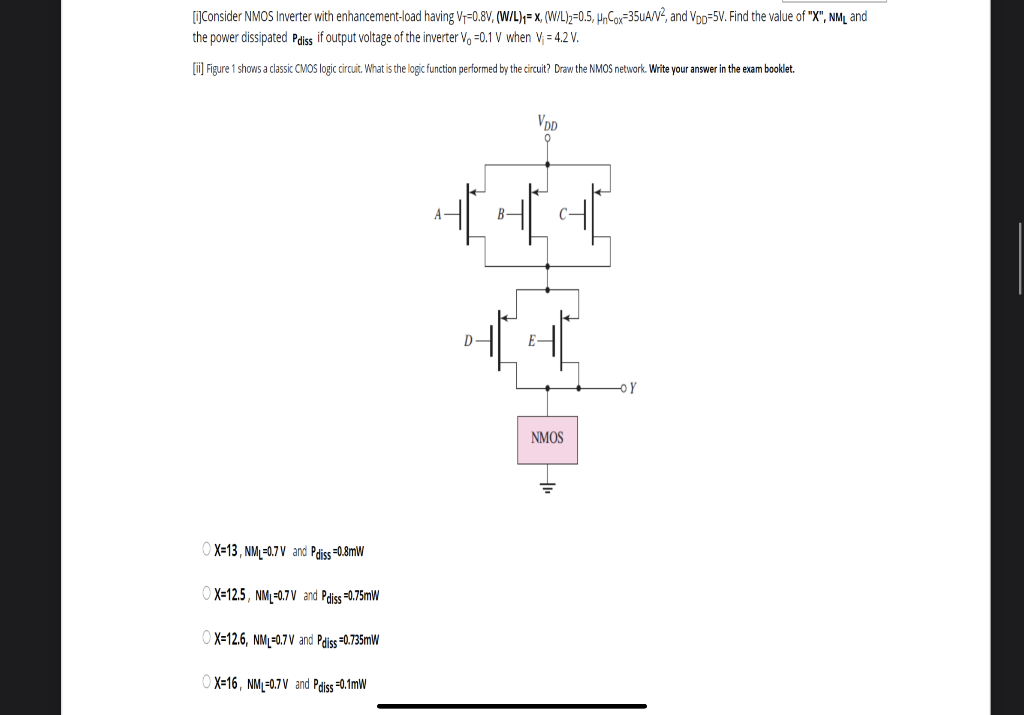 Solved [i]Consider NMOS Inverter with enhancement-load | Chegg.com