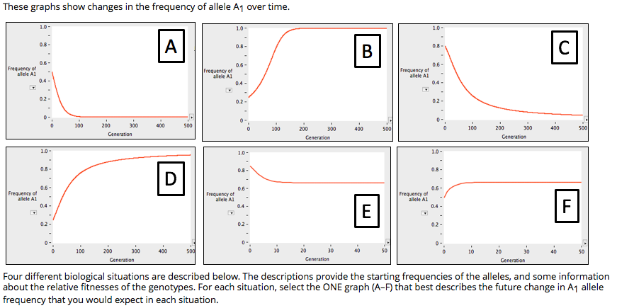 These graphs show changes in the frequency of allele | Chegg.com