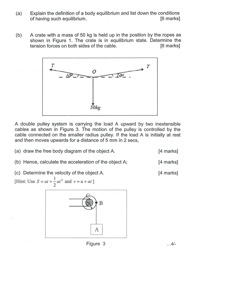Solved (a) Explain the definition of a body equilibrium and | Chegg.com