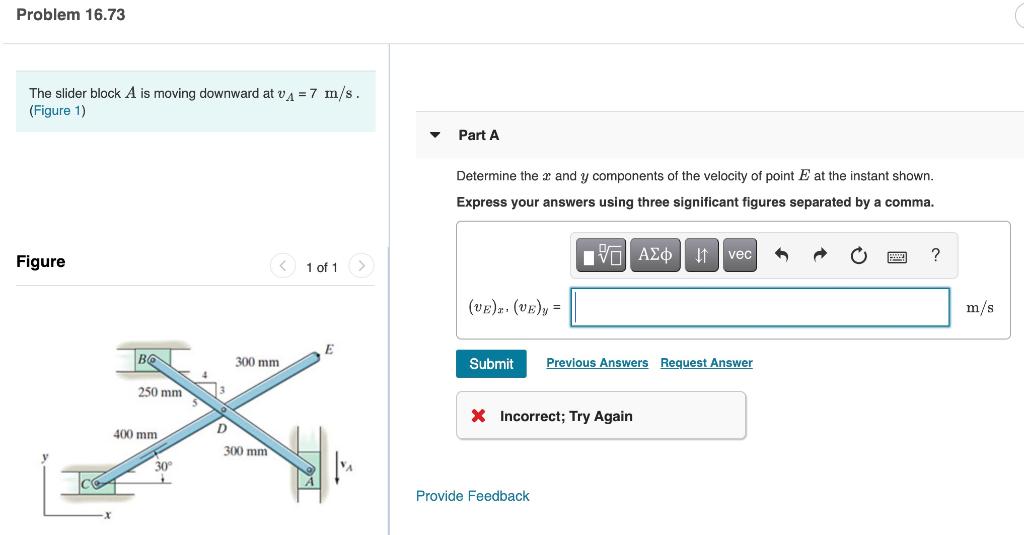 Solved Problem 16.73 The slider block A is moving downward | Chegg.com