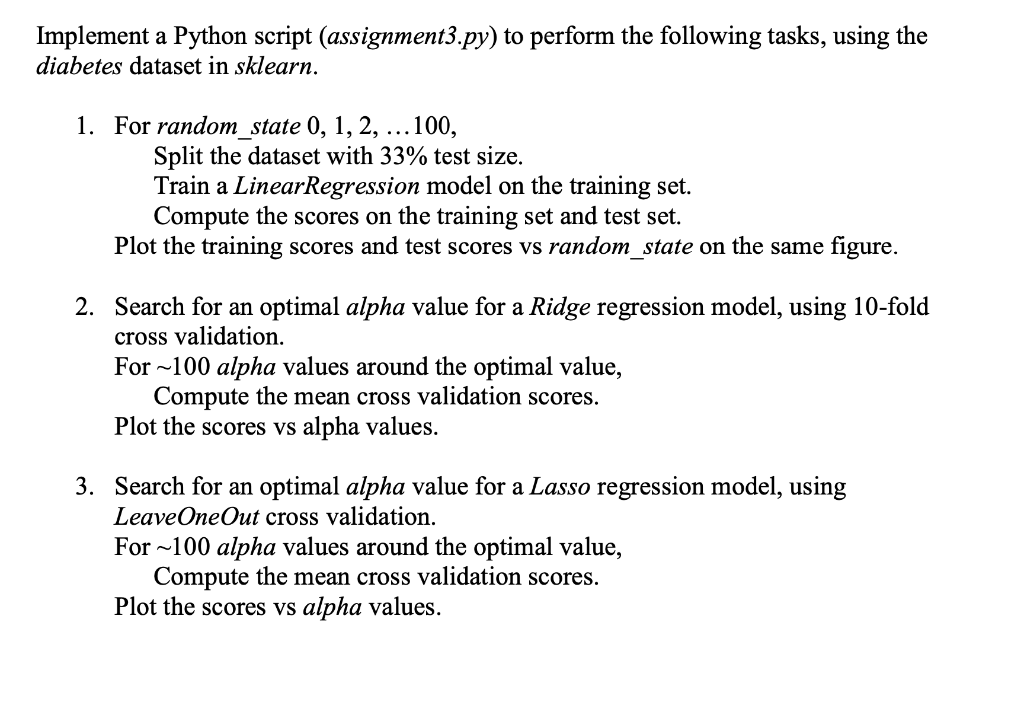 Solved Implement A Python Script Assignment3py To Perform