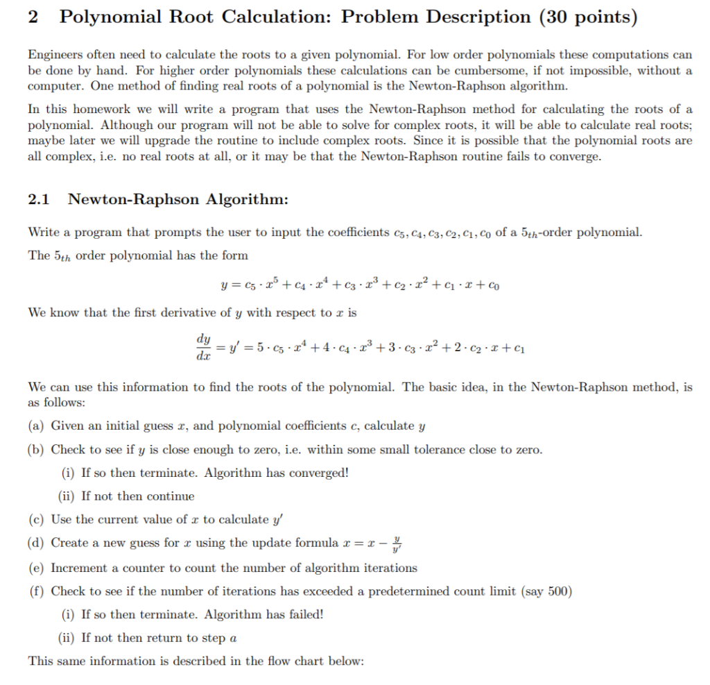 Solved 2 Polynomial Root Calculation: Problem Description | Chegg.com