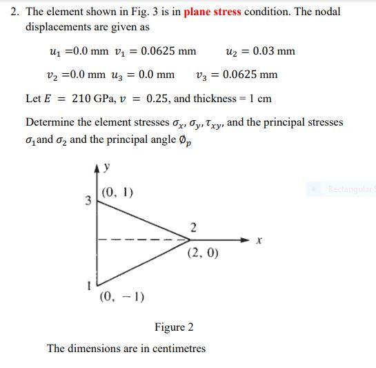 Solved 1. Figure Q4 shows a triangular plane strain element. | Chegg.com