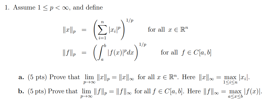 Solved 1. Assume 1≤p