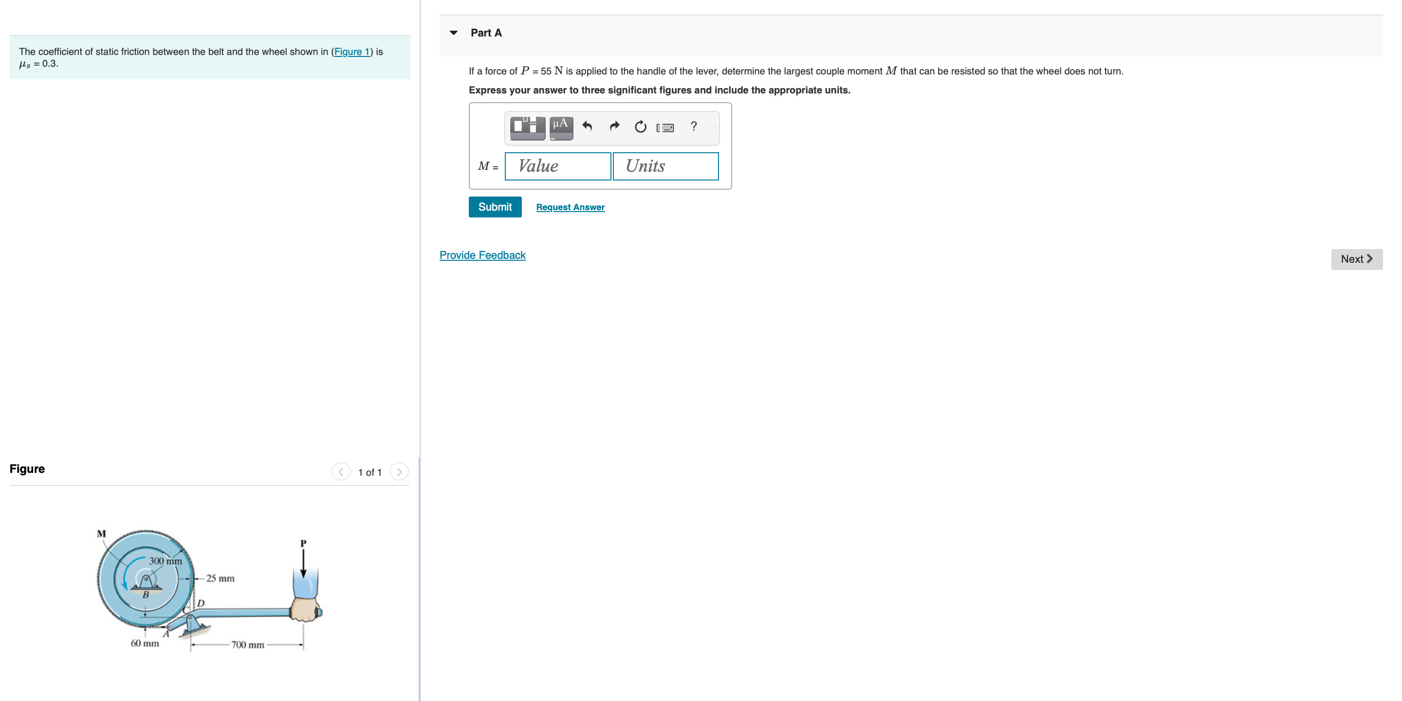 Solved The coefficient of static friction between the belt | Chegg.com