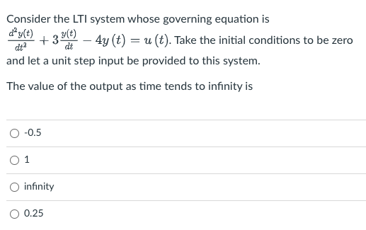 Solved Consider the LTI system whose governing equation is | Chegg.com