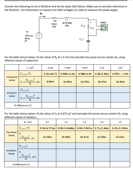Solved Connect the following circuit in Multisim and do the | Chegg.com