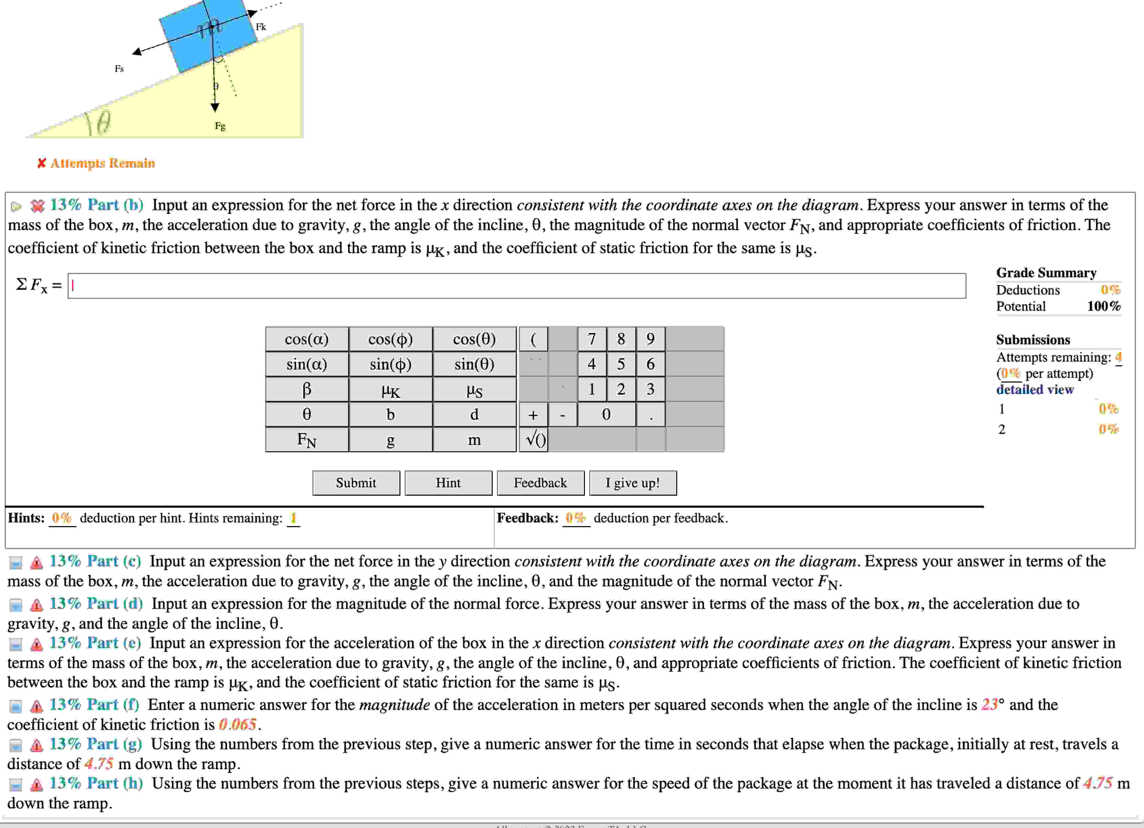 Solved At a post office, a parcel that is an m kg box slides | Chegg.com