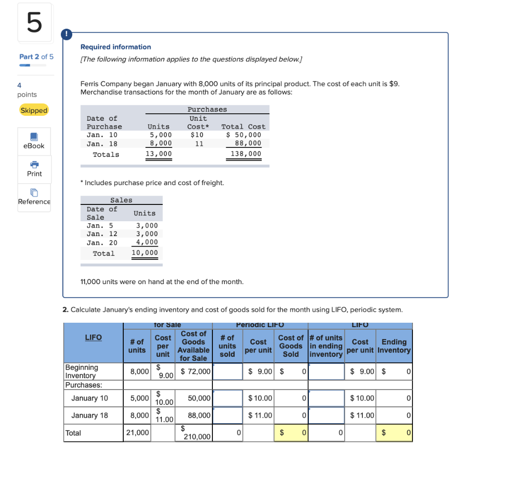 Solved UT 5 Part 2 of 5 Required information [The following | Chegg.com