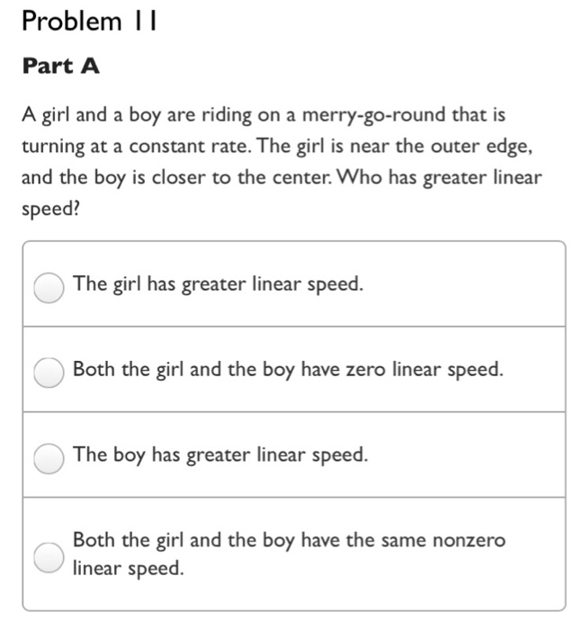 Solved Problem II Part A A girl and a boy are riding on a | Chegg.com