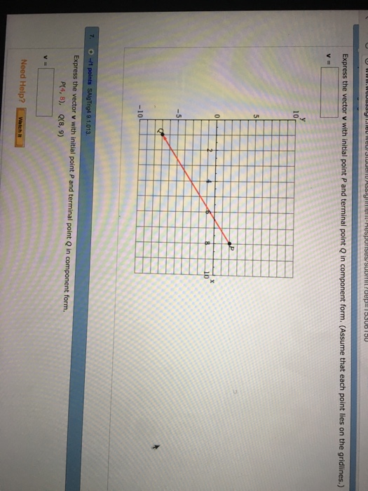 Solved Express the vector v with initial point P and | Chegg.com