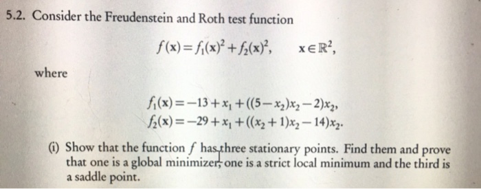 Solved 5.2. Consider the Freudenstein and Roth tet fiunction | Chegg.com