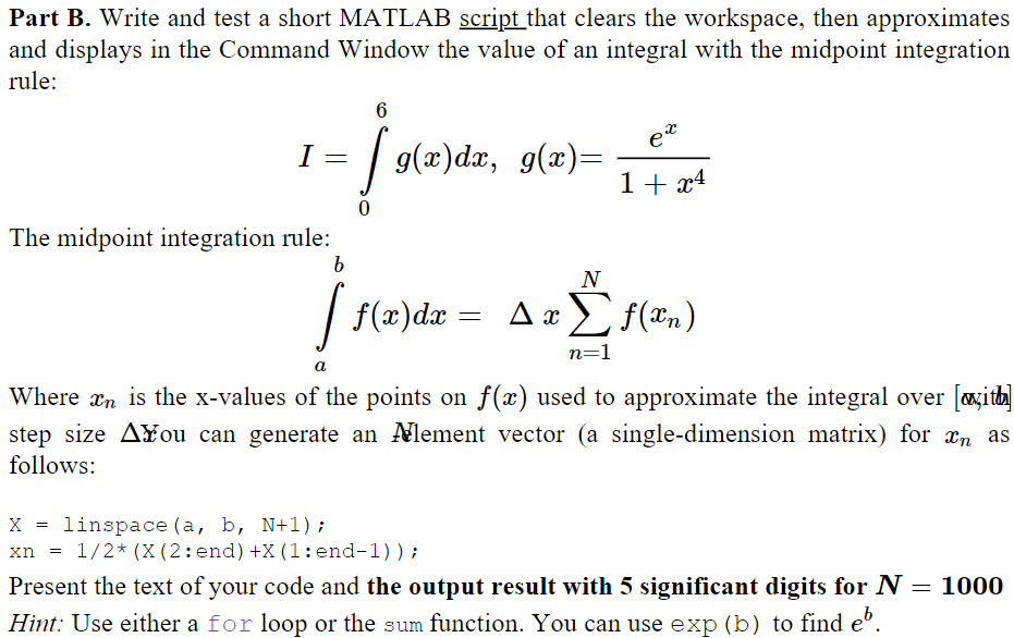 Solved Part B Write And Test A Short Matlab Script That 0768