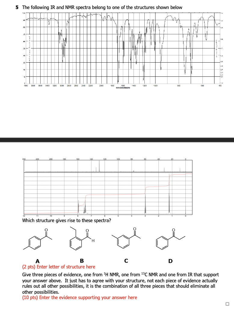 Solved 5 The following IR and NMR spectra belong to one of | Chegg.com