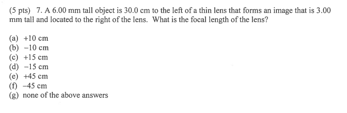 Solved (5 pts) 7. A 6.00 mm tall object is 30.0 cm to the | Chegg.com