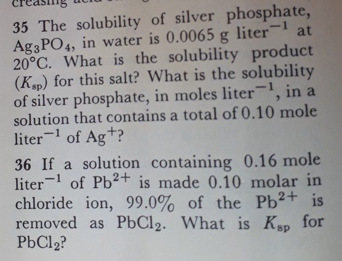 Solved creas 35 The solubility of silver phosphate, Ag PO, | Chegg.com