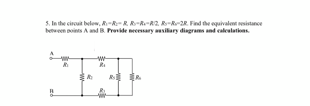 Solved 5. In the circuit below, Ri=R2= R, R3=R4=R/2, | Chegg.com