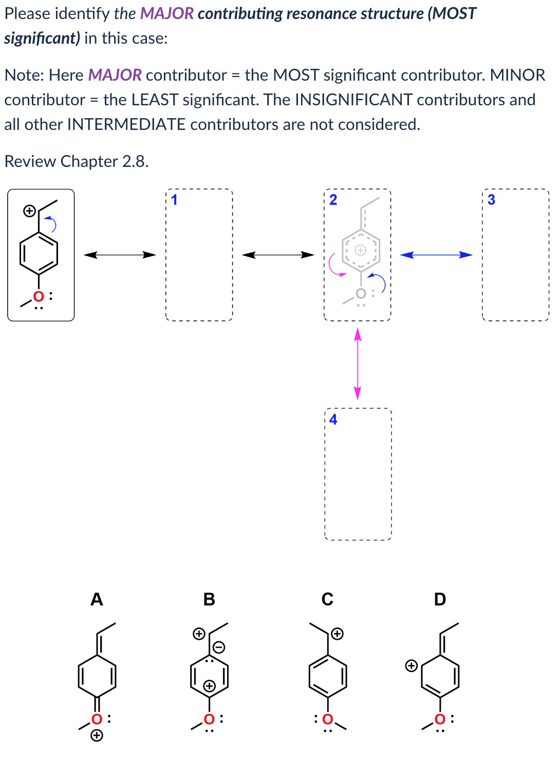Solved Please identify the MAJOR contributing resonance | Chegg.com