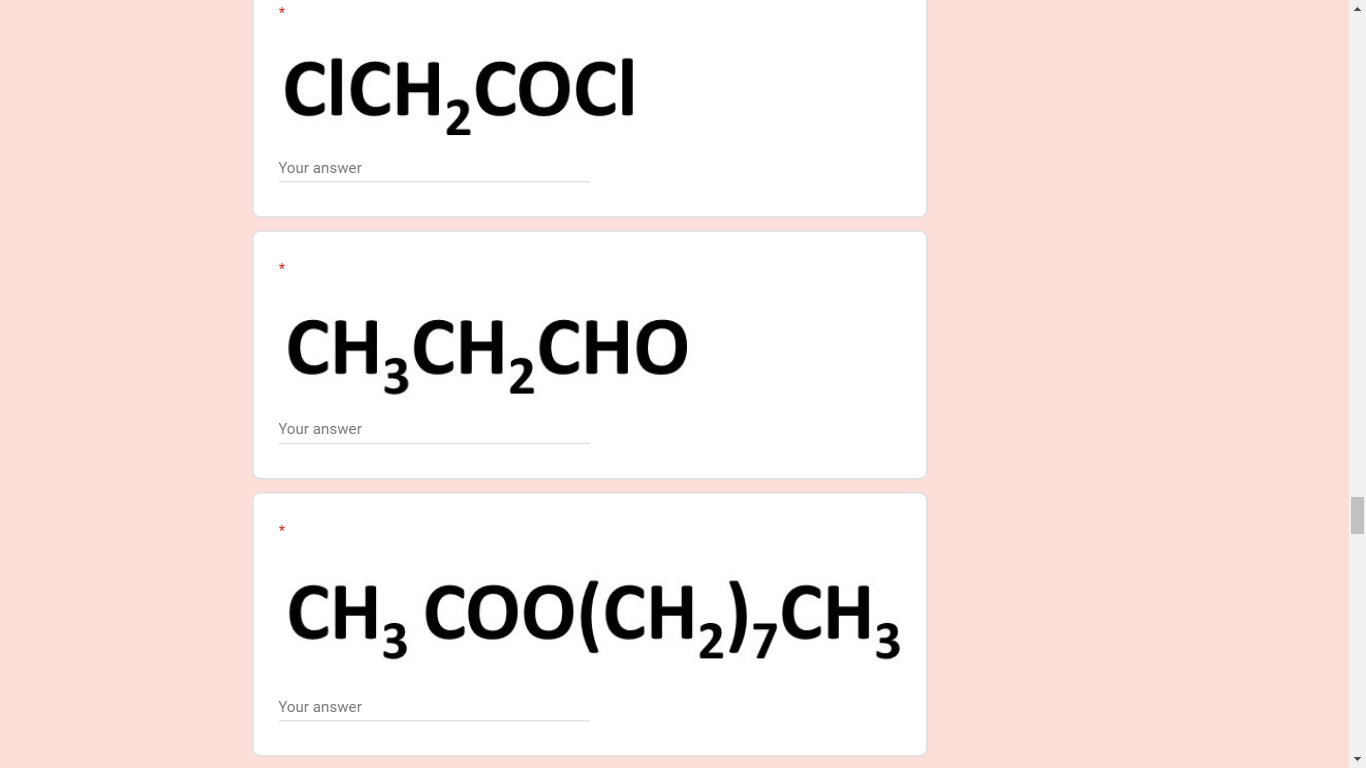 Solved CH3CH2),COOCO(CH2)2CH3 Your answer Br,CHCHCHCHCHCCI; | Chegg.com