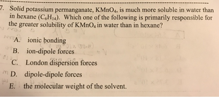 Solved 7. Solid potassium permanganate, KMnO, is much more | Chegg.com