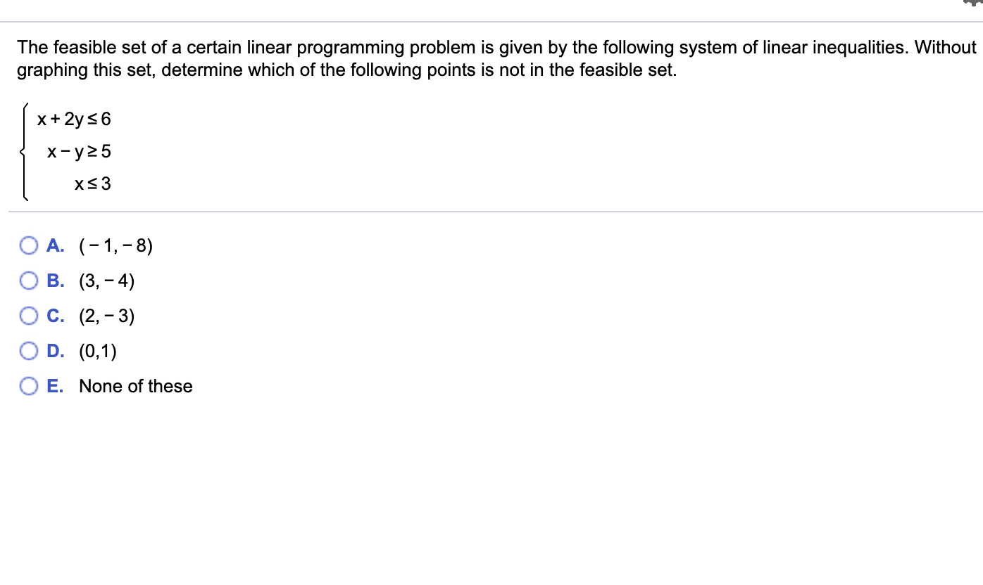 Solved The feasible set of a certain linear programming | Chegg.com