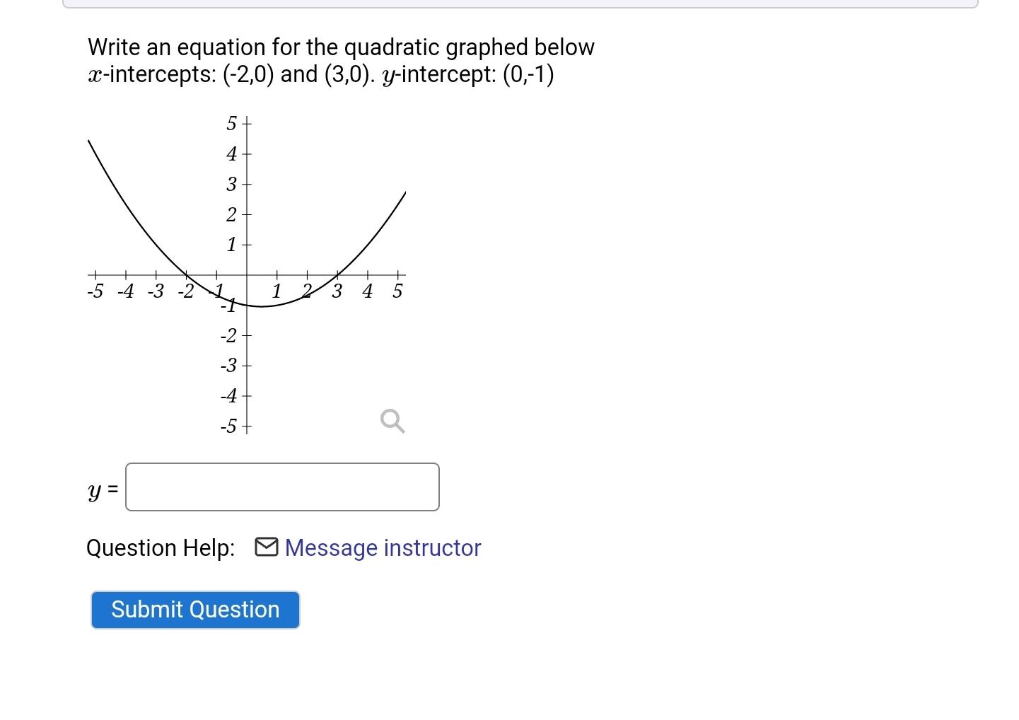 Solved Write an equation for the quadratic graphed below | Chegg.com