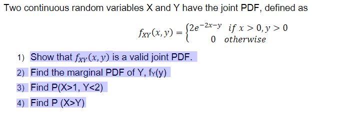 Solved Two continuous random variables X and Y have the | Chegg.com