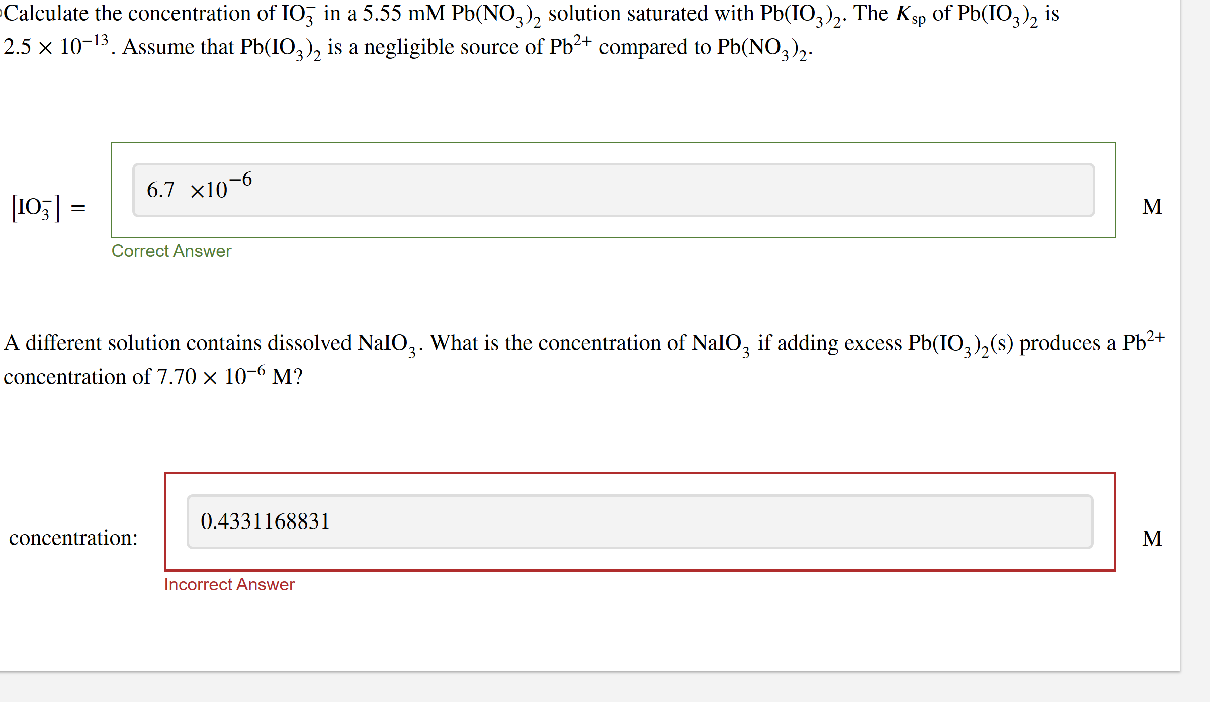 Solved Calculate the concentration of IO3-in a | Chegg.com