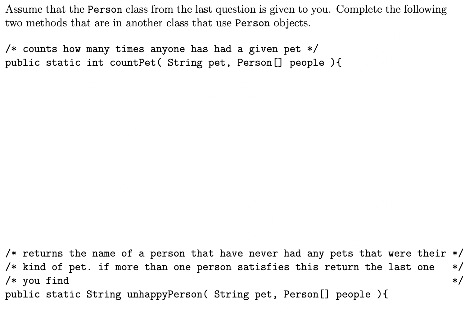 Solved Assume that the Person class from the last question | Chegg.com