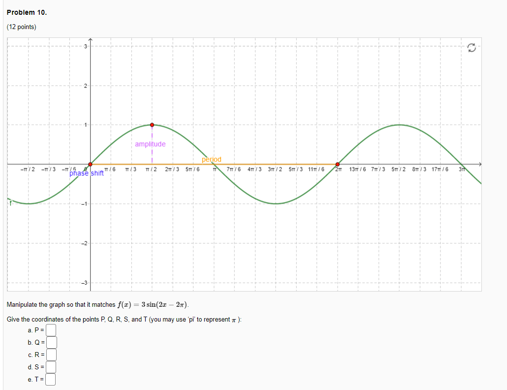 Solved Problem 10. (12 points) amplitude -1/2 -/3 - Chase | Chegg.com