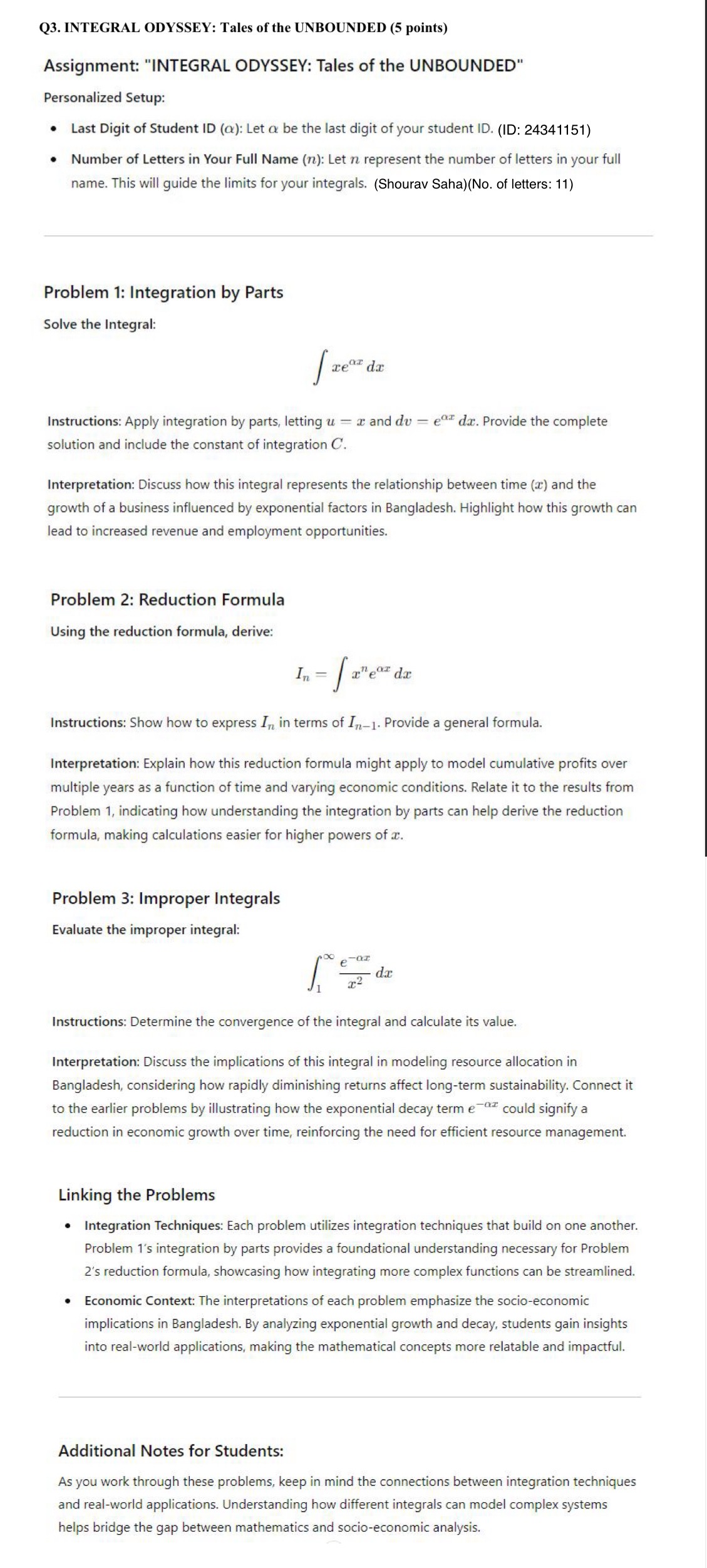 Solved Q3. ﻿INTEGRAL ODYSSEY: Tales of the UNBOUNDED (5 | Chegg.com