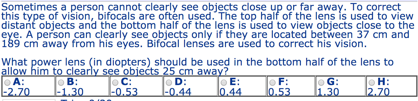 Solved Sometimes a person cannot clearly see objects close | Chegg.com
