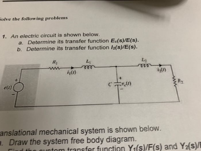 Solved olve the following problems 1. An electric circuit is | Chegg.com