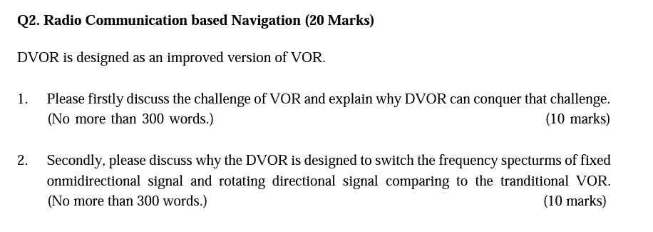 Solved Q2. Radio Communication based Navigation (20 Marks) | Chegg.com