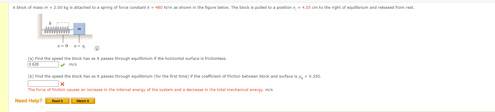 Solved (a) Find the speed the block has as it passes through | Chegg.com