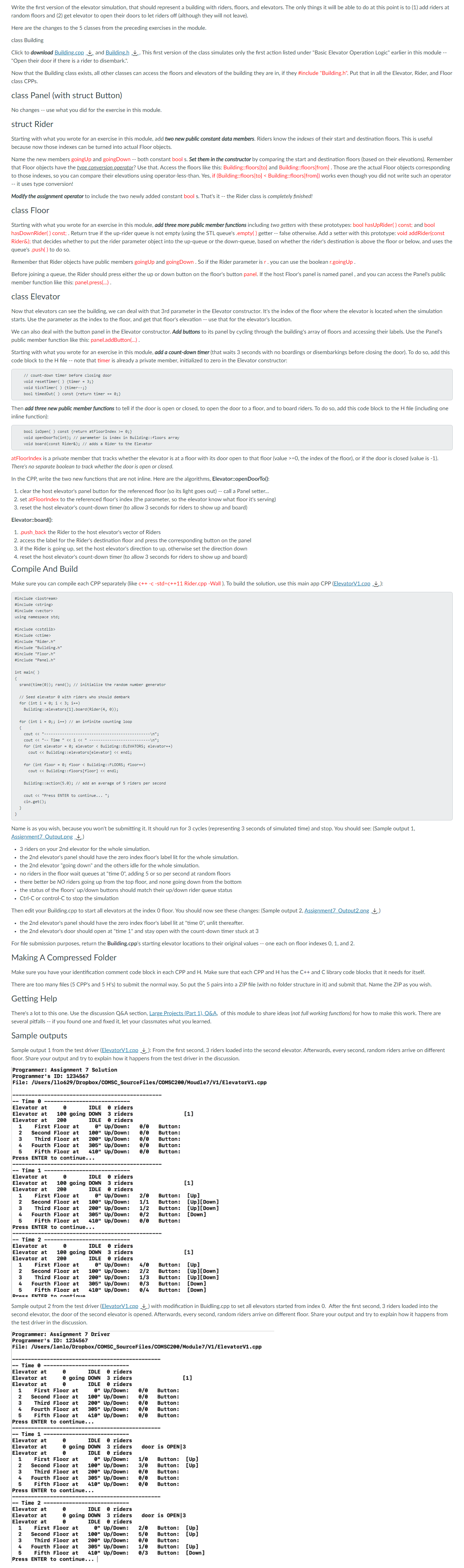 Write the first version of the elevator simulation, | Chegg.com