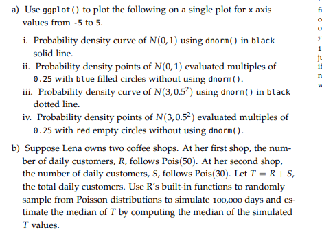 Solved a) Use ggplot () to plot the following on a single | Chegg.com