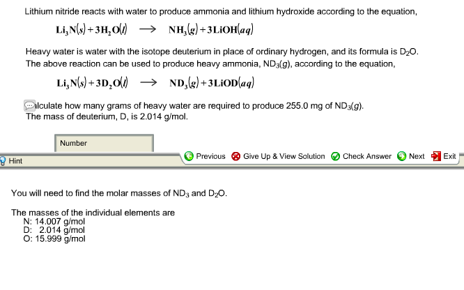 Lithium And Water Equation